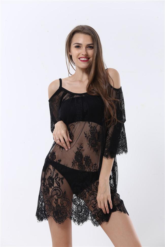 Women Plus Size Summer Beach Sexy Lace Beach Dress (50094)