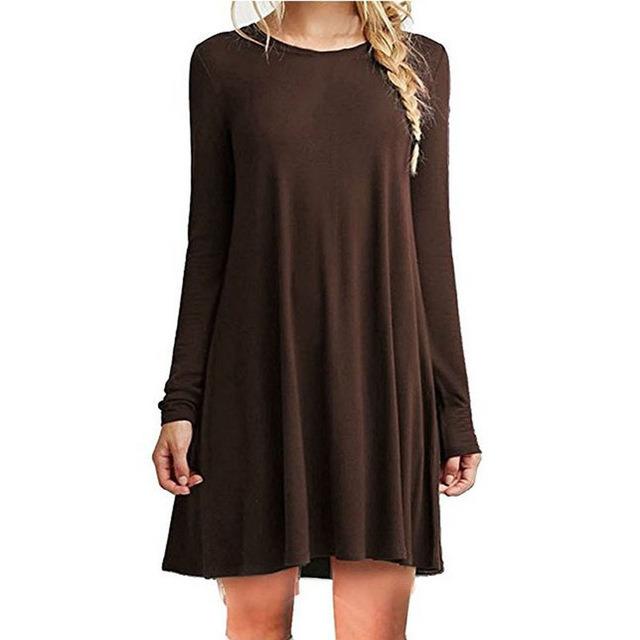 Women&prime;s Long Sleeve Loose Casual Dress