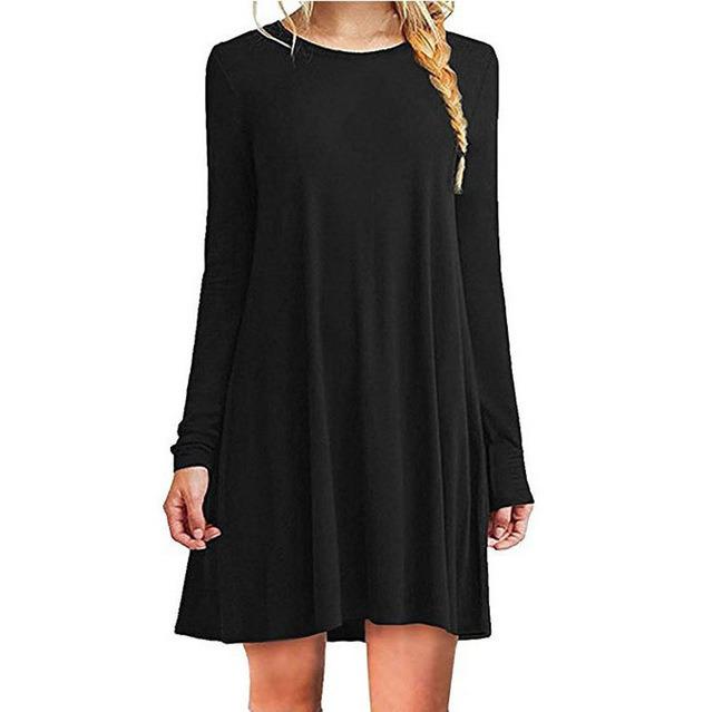 Women&prime;s Long Sleeve Loose Casual Dress