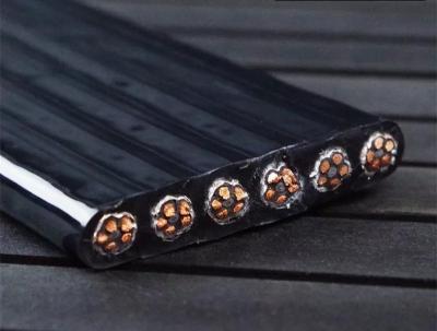 China Cable que viaja flexible plano para la grúa o la chaqueta del negro del transportador YFFB-PUR 30*1.5 PUR, resistencia a las inclemencias del tiempo en venta