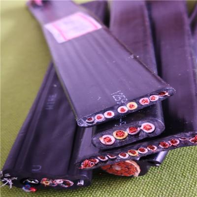 China Cable que viaja flexible plano compuesto para la grúa o transportador H07VVH6-F con la chaqueta negra 450/750V en venta