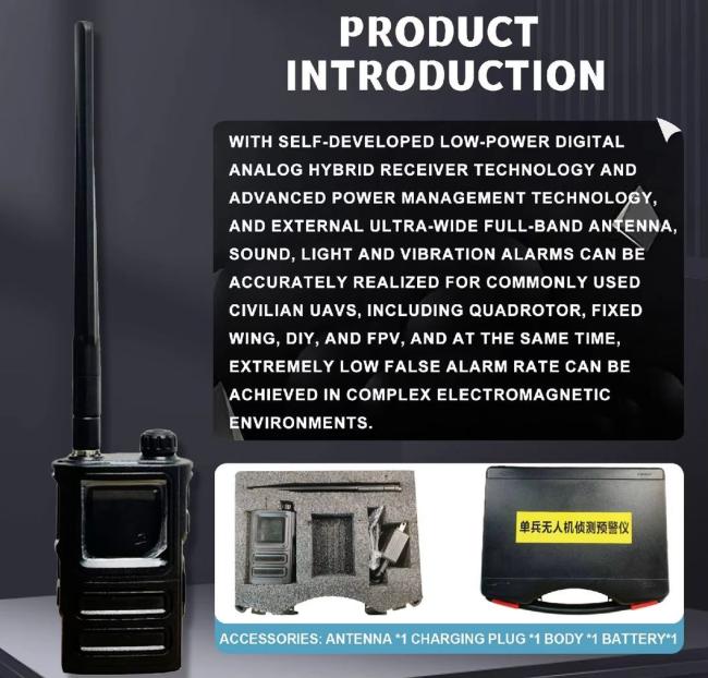 Handheld Drone Detector Vertical High 1km-2km Effective Detection Distance Anti Drone System Alarmer