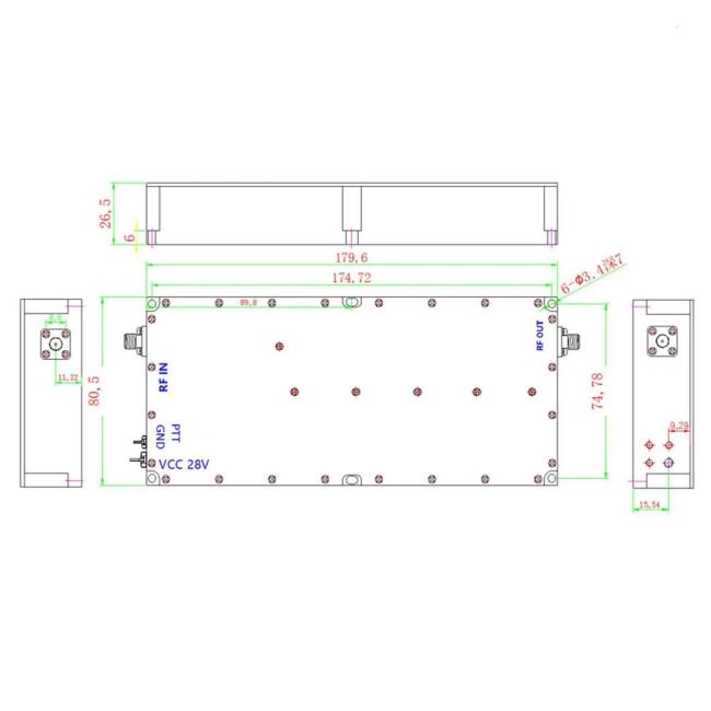 Anti-Drone 1.2g 2.4G 5.2g 5.8g 20W 50W 100W GaN RF Power Amplifier Module for Anti Fpv Defense System UVA Jammer
