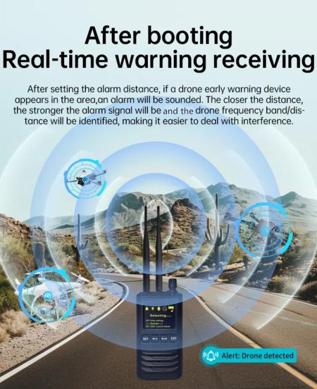 Portable 400MHz-4.5GHz 4.84GHz-6.09GHz Full Band Drone Detection System Wireless Signal Detector