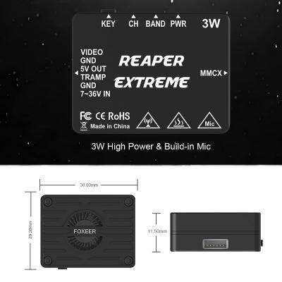 China Foxeer Reaper 3W 80CH VTx Video Transmitter 4.9~6G High Power Remote Control Built-in Mic for RC Drones Kits Security Protection en venta