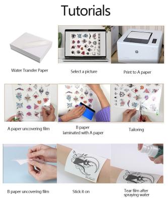 Cina Stampa a getto d'inchiostro personalizzata per tatuaggi impermeabile carta per il trasferimento dell'acqua per la decorazione del corpo in vendita