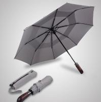 China Double Canopy Layer Automatic Open And Close Compact Umbrella Vented Grey Color for sale