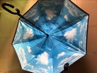 China Reversible Print Womens Collapsible Sun Umbrella With Double Layer Canopy for sale
