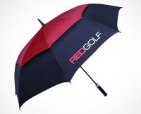 China Auto open Double Layer Canopy Vented Umbrella Compact With EVA Foam Straight Handle for sale