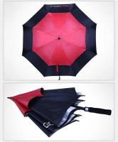 China Auto open Double Layer Canopy Vented Umbrella Compact With EVA Foam Straight Handle for sale