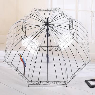 Cina L'ombrello del Birdcage del bastone della pioggia di POE, chiaro aperto dell'auto vede attraverso gli ombrelli in vendita