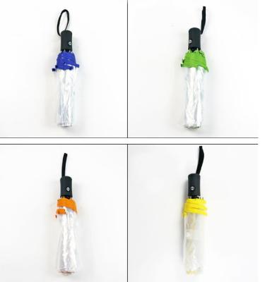 Cina La plastica aperta dell'auto unisex di 3 volte vede attraverso gli ombrelli con il caso, maniglia di plastica in vendita