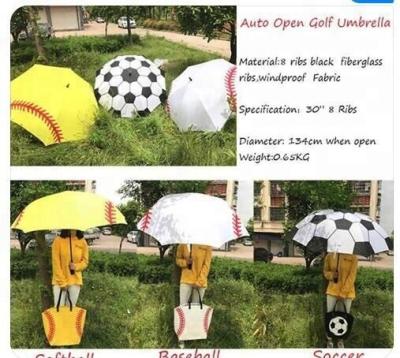 China Various Color Auto Open Golf Umbrella That Folds Up With 190T Pongee Fabric for sale