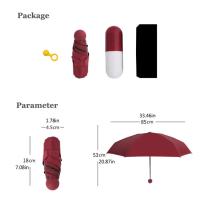 China Durable 6 Panels Black Vinyl Coated Mini Folding Umbrella Anti Uv With Case for sale