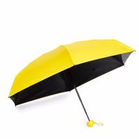 China Durable 6 Panels Black Vinyl Coated Mini Folding Umbrella Anti Uv With Case for sale