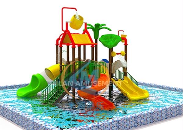 Quality 5x4.5m Park Water Playground Plastic Hot Dipped Steel Structure for Kids for sale