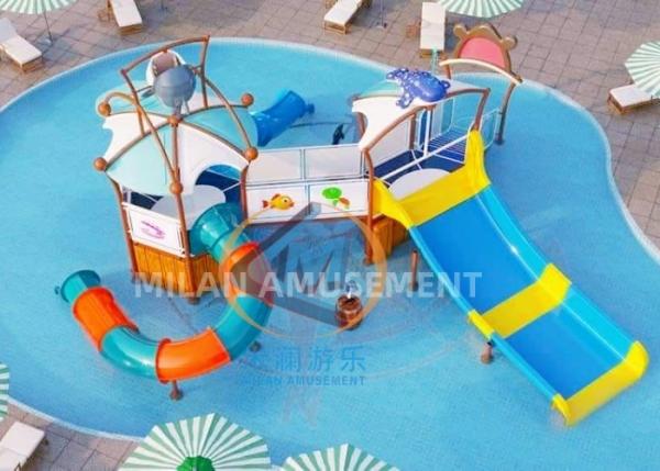 Quality 10x8m Water Park Playground Colorful Fiberglass Slide Material For Residential for sale