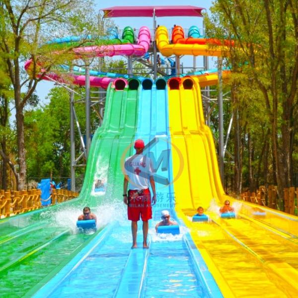 Quality Public Use Water Rainbow Slide Commercail Multi Lines Anti Ultraviolet for sale