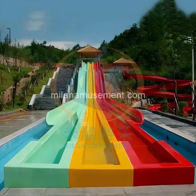 Close-up view of Funny Racer Water Slide construction and materials