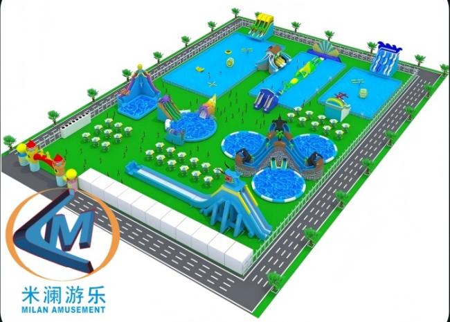Detailed view of inflatable water slide features