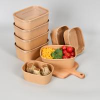 China Customized Brand 650ml Rectangle Paper Bowl With Lids for sale