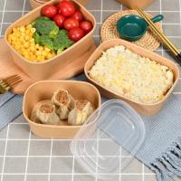 China Customized Brand 650ml Rectangle Paper Bowl With Lids for sale