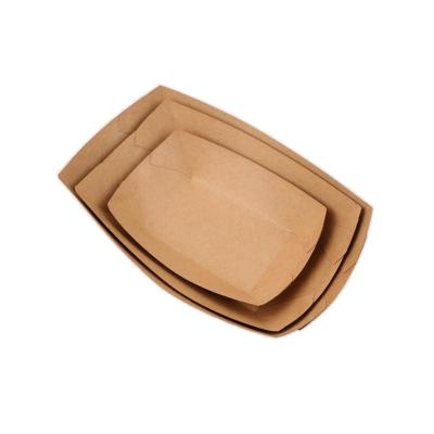 China Food Grade Kraft Paper Tableware Custom Logo And Shape Available For Packaging Biodegradable Paper boat box for sale