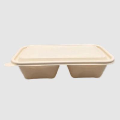 China 1000ML Food Safe 2 Compartment Degradable Lunch Box For Food Separation for sale