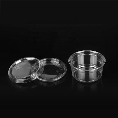 China Eco Friendly 1/2/3/4/5/6oz Sauce Container PLA Plastic Portion Cups With Lids For Foods for sale