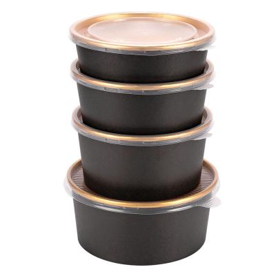 China 8oz/12oz/16oz/20oz/24oz/32oz Black Paper Soup Bowls With Lids For Hot Food Gold Foiled Paper Bowl for sale