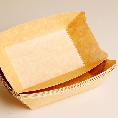 China Kraft Paper Boat Basket Food Trays Paperboard Tray Loaf Bread Packaging Brown Packing Box Paper Gift Folders for sale