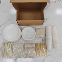 China 100% biodegradable Paper Tableware Sugarcane Bagasse Disposable Plates Sets Dinnerware for sale