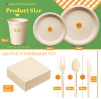 China 100% biodegradable Paper Tableware Sugarcane Bagasse Disposable Plates Sets Dinnerware for sale