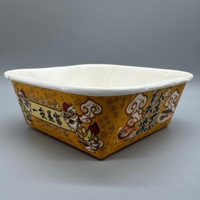 China Custom Printing Eco Friendly Disposable Takeaway Lunch Snack Container Kraft Paper Rectangular Square Box Square Bowl for sale