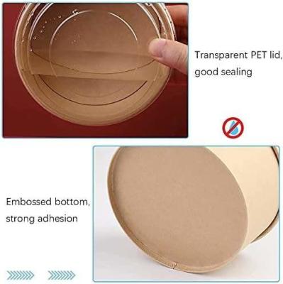 China Customized Biodegradable Noodles Salad Fast Food Packaging Disposable Kraft Salad Cardboard Hot Food Salad Soup Paper Bowl for sale