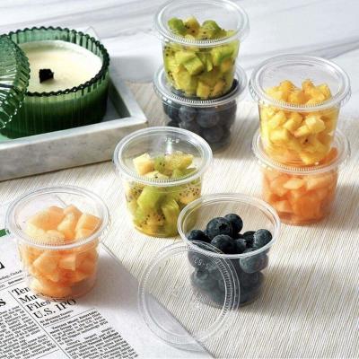 China Disposable Custom Plastic PLA Sauce Cup With Hinged Lid Plastic Portion Cups For Sauce for sale