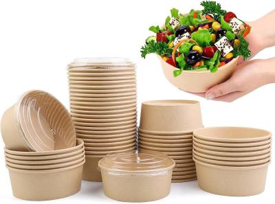 China ODM / OEM Emballages Alimentaires Round Biodegradable Eco-Friendly Take Away Salad Fast Kraft Paper Packaging Bowl for sale