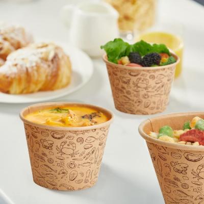 中国 環境に優しいリサイクル可能なカスタムロゴ 持ち帰り 丸いクラフト紙 サラダ ヌードル パスタ リゾッタ ランチカップ 蓋付き鉢 販売のため