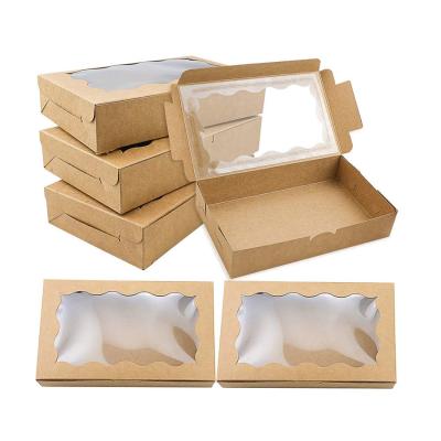 China Kraft Biscuit Box With Clear Window Small Cookie Box Container for Dessert Pastry Candy Packaging for sale