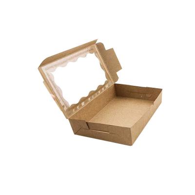 China Kraft Biscuit Box With Clear Window Small Cookie Box Container for Dessert Pastry Candy Packaging for sale