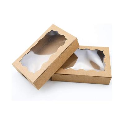 China Kraft Biscuit Box With Clear Window Small Cookie Box Container for Dessert Pastry Candy Packaging for sale