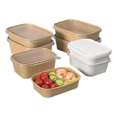 Cina Imballaggio eco-compatibile Salate quadrate vasche di carta contenitore alimentare con coperchio in vendita