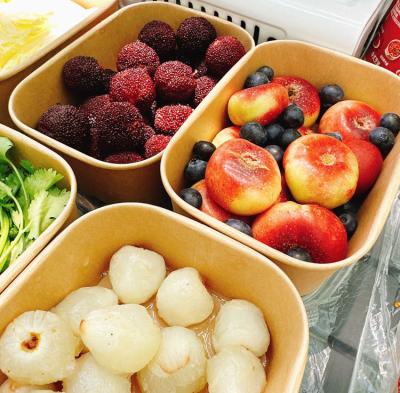 Cina Imballaggio eco-compatibile Salate quadrate vasche di carta contenitore alimentare con coperchio in vendita