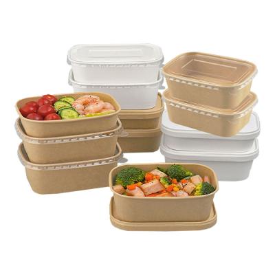 Cina Imballaggio eco-compatibile Salate quadrate vasche di carta contenitore alimentare con coperchio in vendita