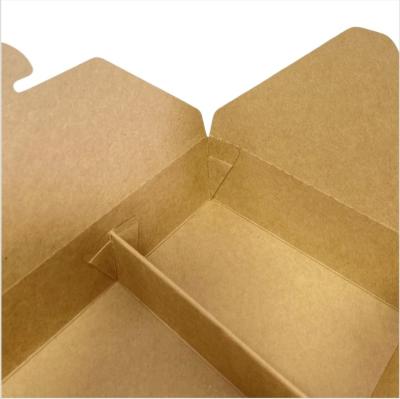 China Biologisch abbaubare 2 Abteilungen Fast-Food-Abteilungsbehälter Mitnahme aus Braunem Kraftpapier Lebensmittel Lunchbox zu verkaufen