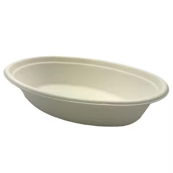 Quality Eco Friendly Sugarcane Disposable Biodegradable Sustainable Microwavable Oval Bowl Salad Fruit Soup for sale
