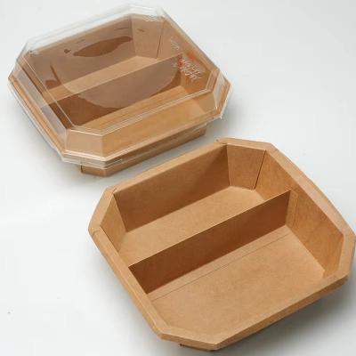 China Custom Printer Kraft Paper Oval Bowls Paper Disposable Bowls 26oz Paper Kraft Bowls With Lids for sale