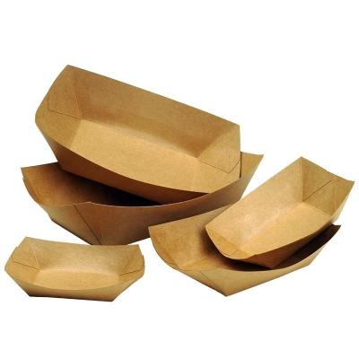 Chine Plateaux en papier jetables en carton kraft pour aliments, barquette pour aliments rapides, matériel pour hot-dog, boîtes rigides pour sucreries, papier d'art 300g à vendre