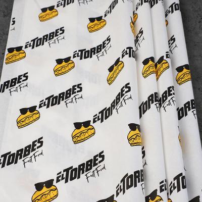 China Custom Printed Sandwich Burger Burrito Package Greaseproof Wrapping Paper Food Grade Bread Grease Proof Paper with logo for sale