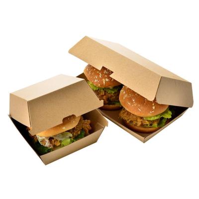 China Hamburger Burger Hot Dog Box Corrugated Kraft Pape Biodegradable Disposable Fast Food Lunch Takeaway Packaging for sale